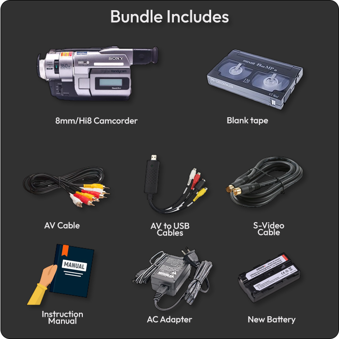 Hi8 Tape Player Bundle, Play and Transfer 8mm tapes w/ USB ...