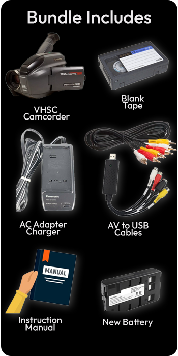 Panasonic VHS-C Tape Player Vintage Camcorder Bundle w/ USB, Blank Tap ...