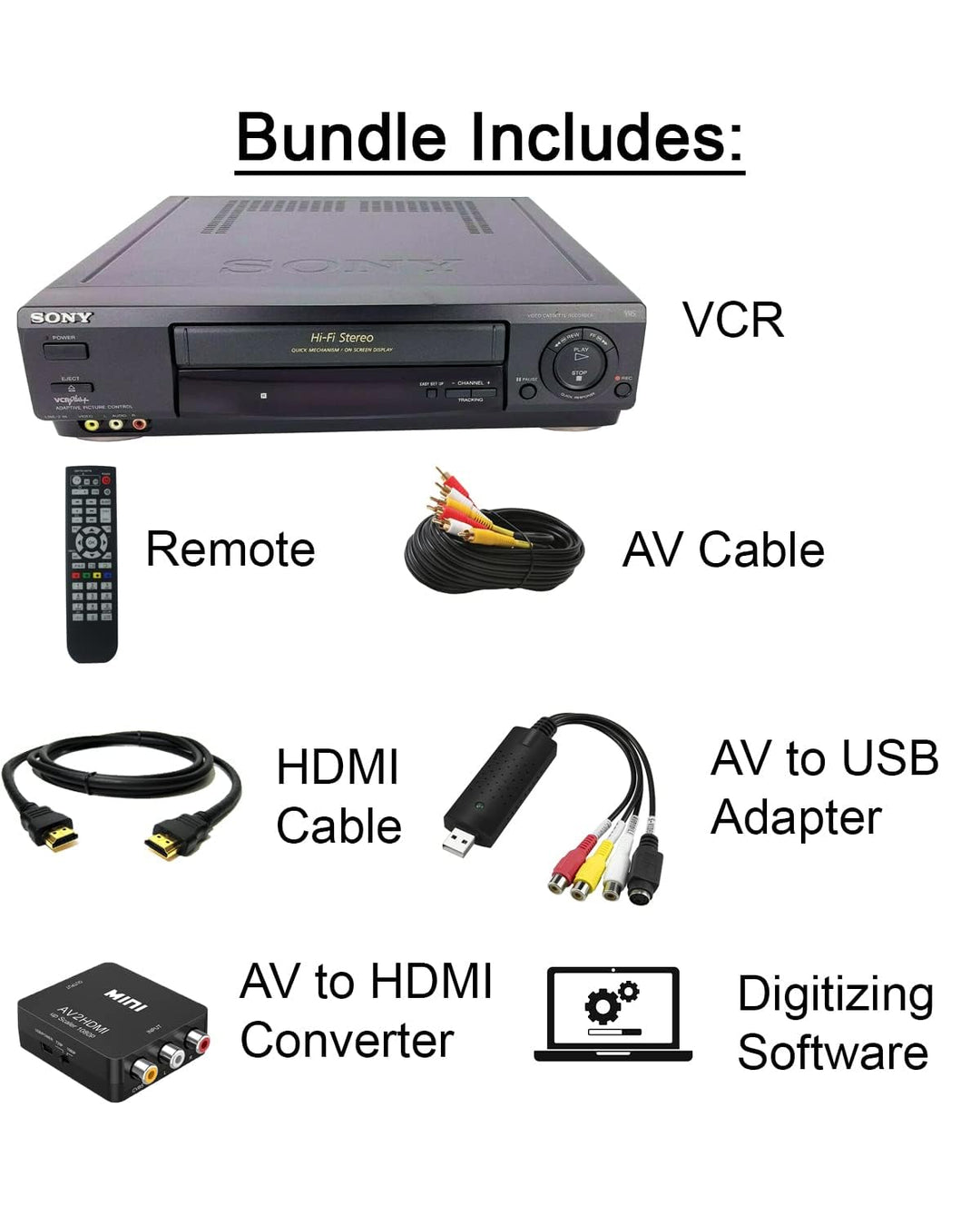 VCR VHS Transfer Bundle for Digitizing VHS Tapes and Converting VHS to ...